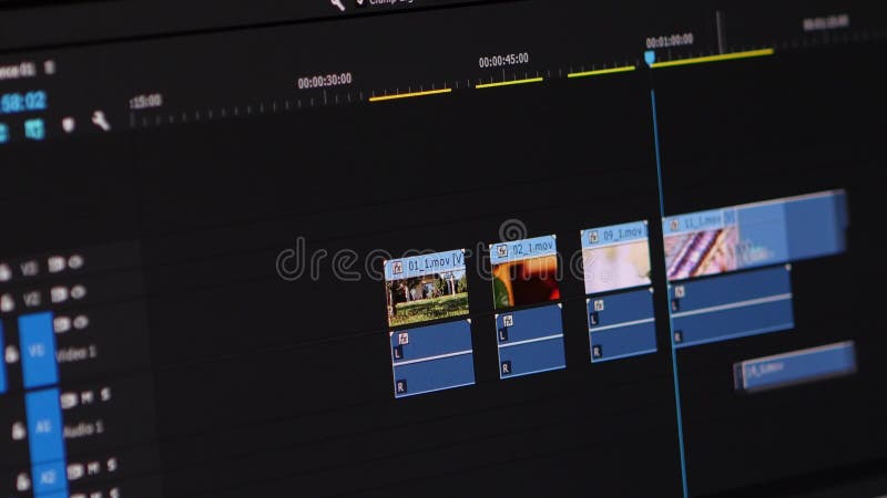 Video Editing Software Going through the Timeline Frame by Frame Point ...