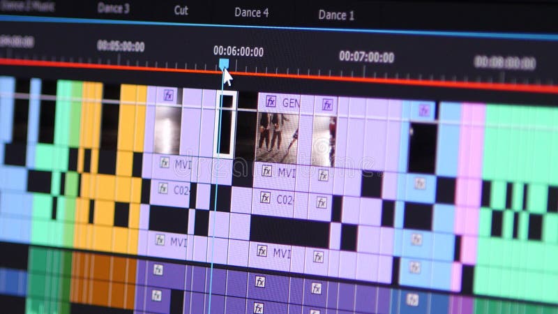 Timeline with Video Footages in Post Production Video Editing Program ...