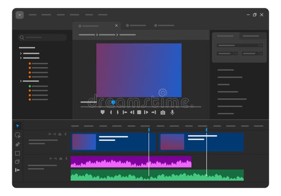 Video Editing Software Interface Dark Themed Screen Features a Detailed ...