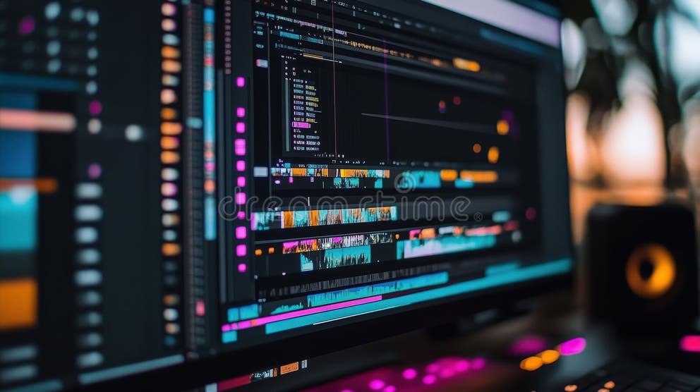 Video Editing Software Interface on a Desktop Computer Stock Illustration - Illustration of ...