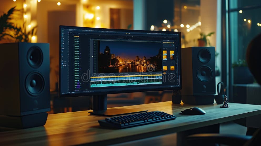 Video Editing Software or Program Opened on a Wide Pc Computer Monitor ...