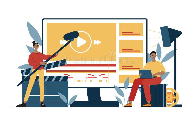 Video Editing Vector Concept Stock Vector - Illustration of office ...