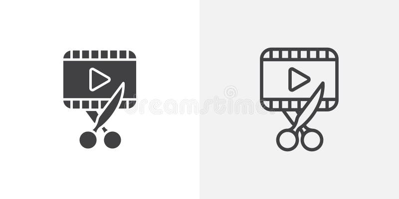 Video Editingline in Thin Line Black Color. Flat Simple Vector Symbols ...