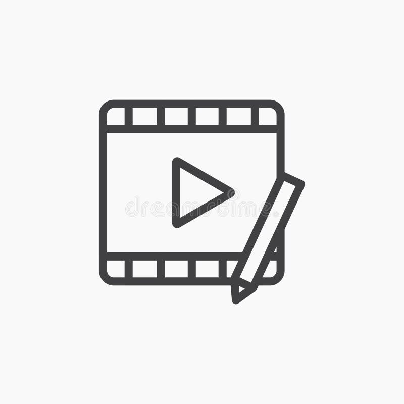 Video Editingline in Thin Line Black Color. Flat Simple Vector Symbols ...