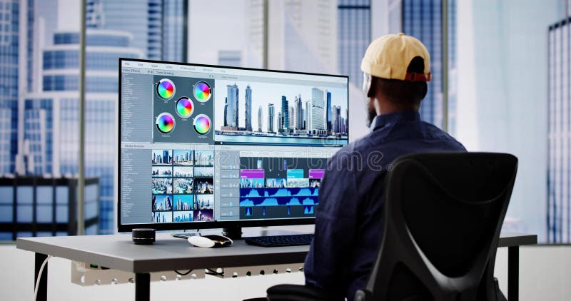 Video Editor or Designer Using Editing Software Tech Stock Photo ...