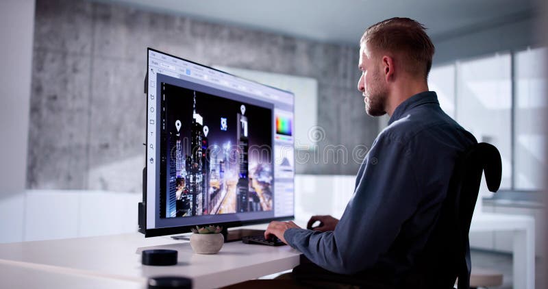 Video Editor or Designer Using Editing Software Tech Stock Photo ...