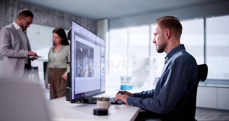 Video Editor or Designer Using Editing Software Tech Stock Photo ...