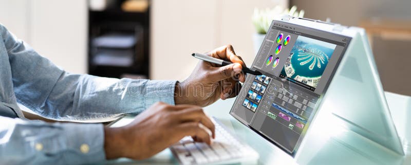 Video Editor or Designer Using Editing Software Tech Stock Photo ...