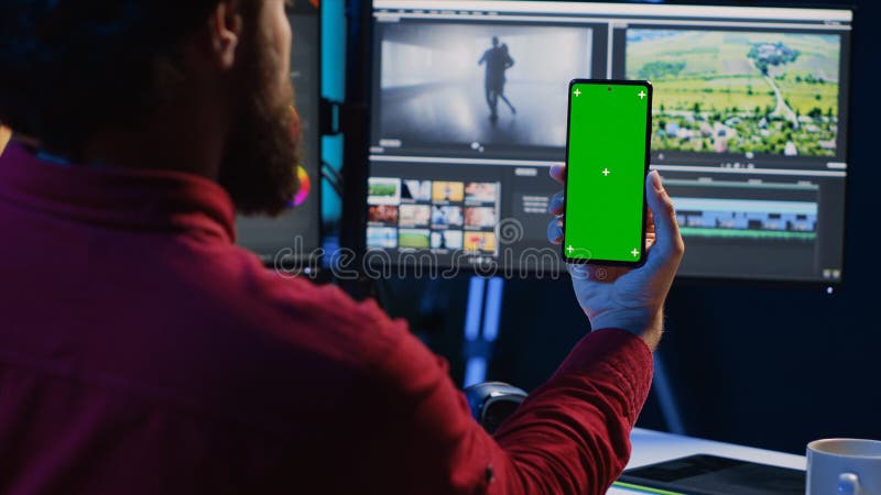 Video Editor Following Tutorial on Green Screen Smartphone, Learning To ...