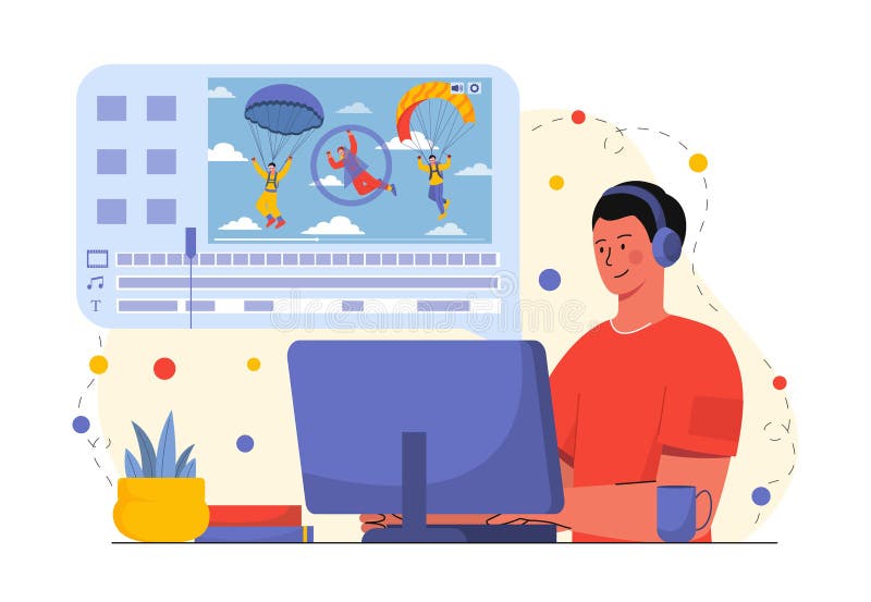 Video editor man vector stock vector. Illustration of motion - 314117715