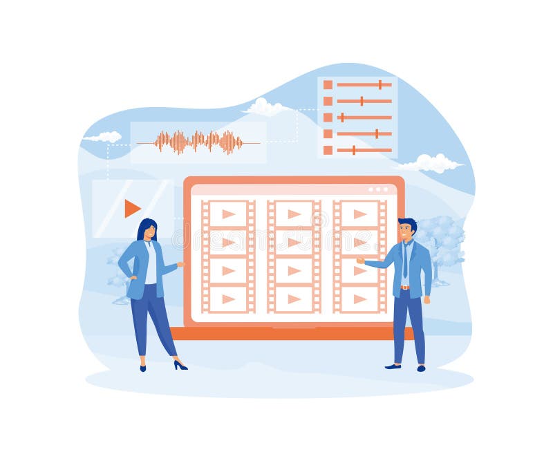 Video Editor. Tiny People Footage Editing and Making Multimedia Content ...