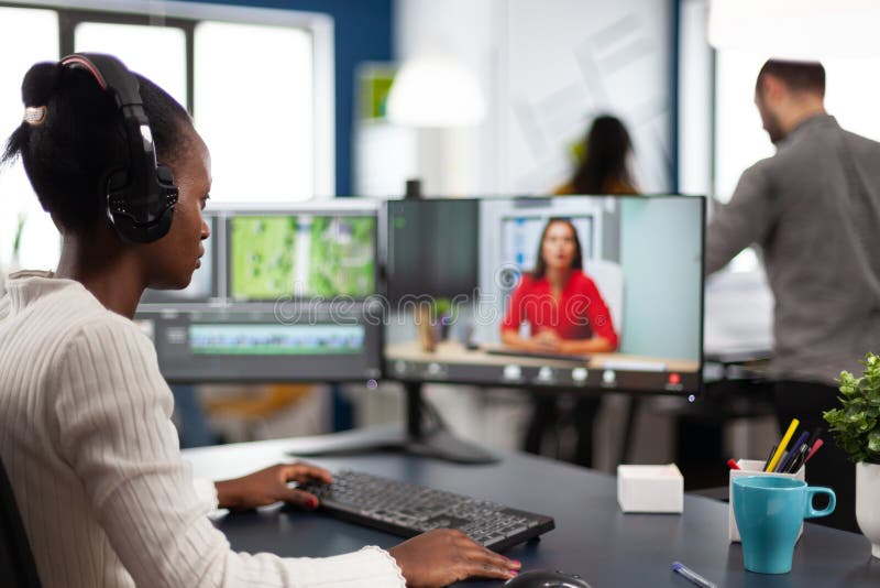 Video Editor in Web Online Conference with Project Creator on Video ...