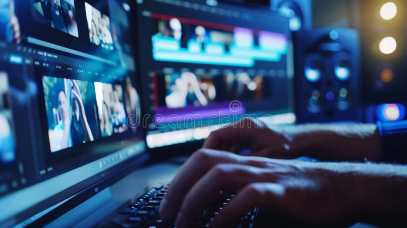 Video Editor Working on Footage with Professional Editing Software ...