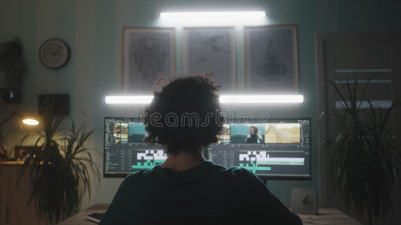 Video Editor Working Remotely from Home Stock Video - Video of self ...