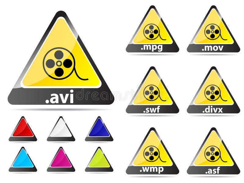 Video extension buttons stock vector. Illustration of divx - 12312633