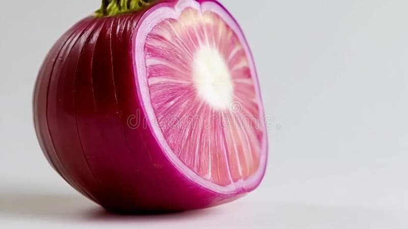 Halved Red Onion Showing Smooth Skin and Intricate Inner Rings in White ...