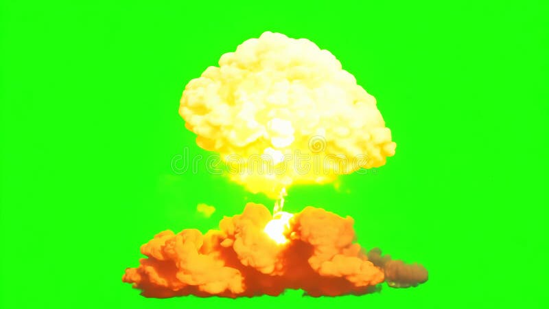 Mushroom Cloud Explosion Lights Up Desert Landscape during Twilight in ...