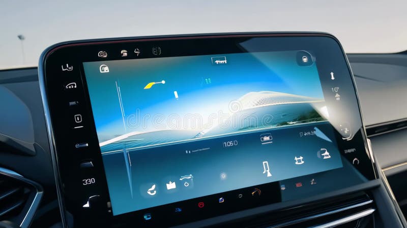 The Video Features a Modern Car Interior with a Large Central Display ...