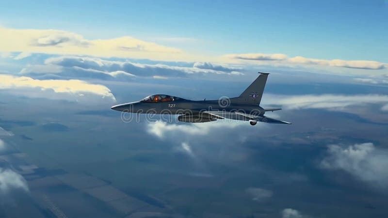 A Video of a Fighter Jet Flying through the Clouds in a Clear Blue Sky ...