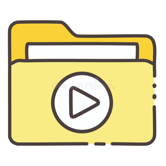 Video File Folder Icon. Yellow Folder Icon with Play Button Inside ...