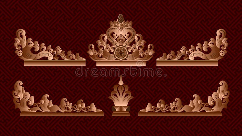 Patra Balinese Carving Motifs of Building Architecture Roof Stock ...
