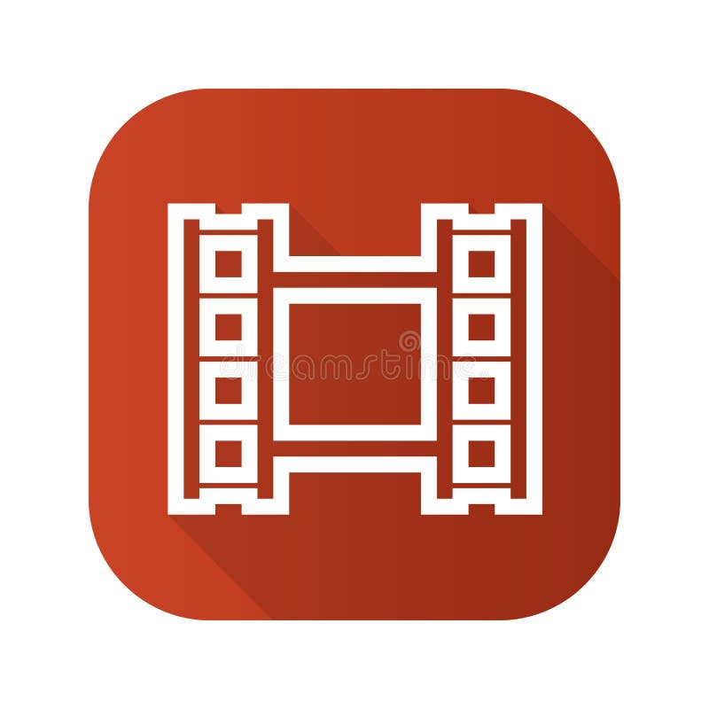 Video Film Flat Linear Long Shadow Icon. Vector Line Symbol. Stock ...