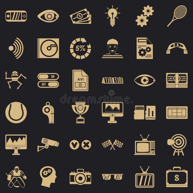 Video Film Icons Set, Simple Style Stock Vector - Illustration of film ...