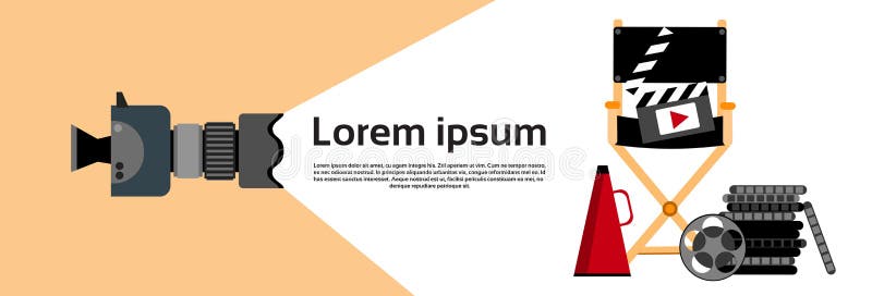 Video Film Production Indusrty Concept Horizontal Banner Stock Vector ...