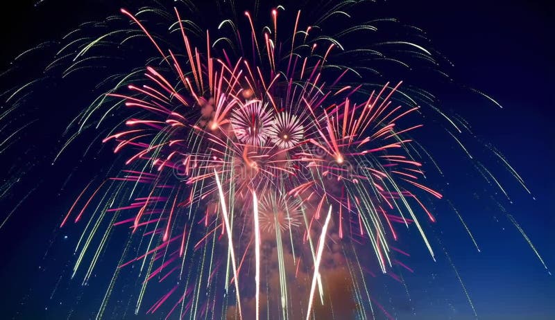 Firework Exploding in Night Sky Celebration Party Holiday Festival ...
