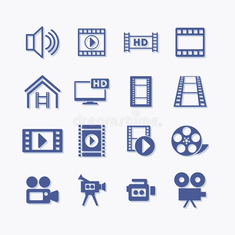Video Flat Vector Icons Set for App Stock Vector - Illustration of ...