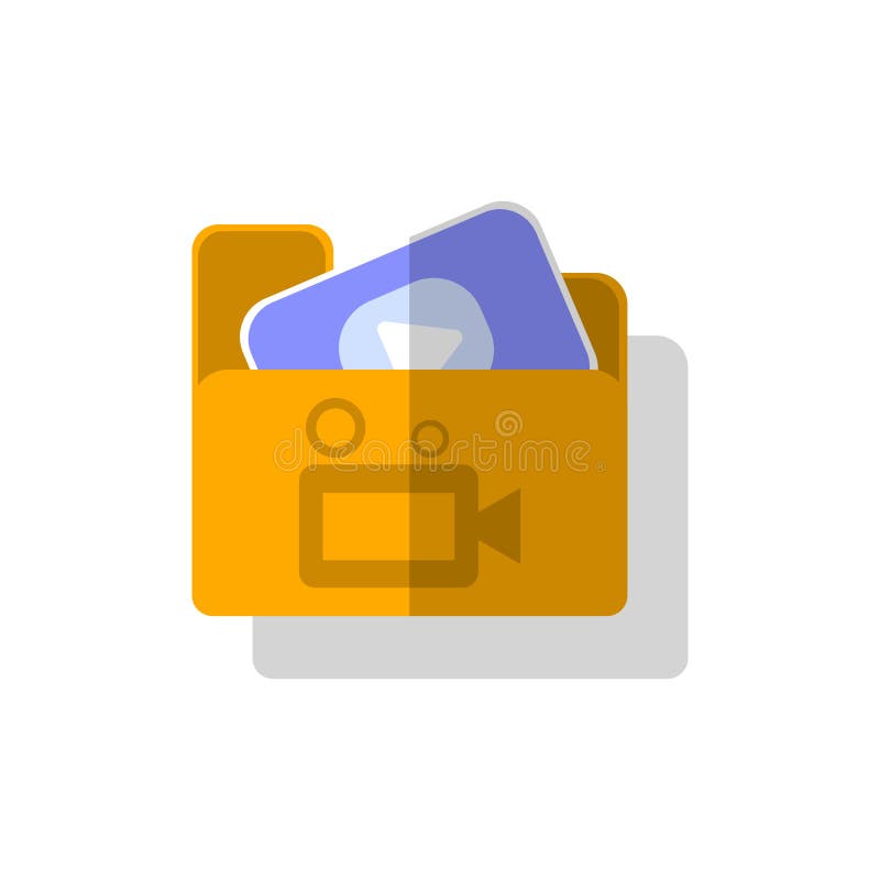 The Video Folder Icon is Colored Yellow with a Shadow. Multimedia ...