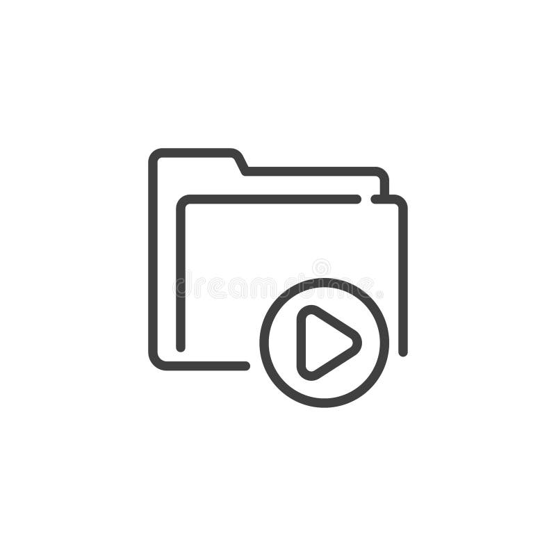Video Folder Vector Outline Icon Design Illustration. Online Streaming ...