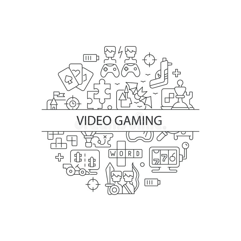Video Game Abstract Linear Concept Layout with Headline Stock Vector ...