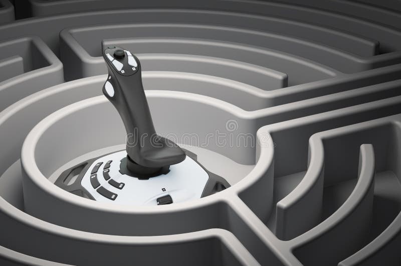Video Game Addiction Concept. Game Controller at Center of Dark Maze ...