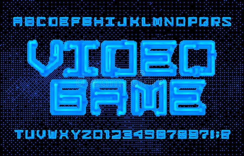 Video Game Alphabet Font. Retro Pixel Letters and Numbers Stock Vector ...