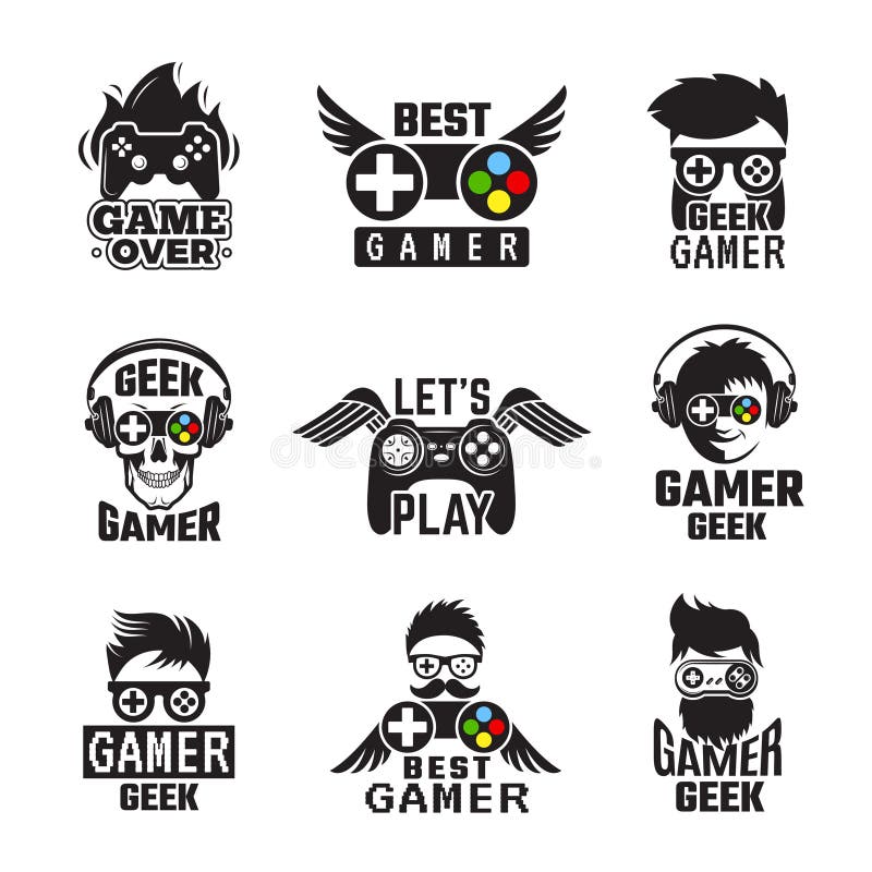 Video Game Labels. Gaming Console Cybersport Logo Joystick Controller ...