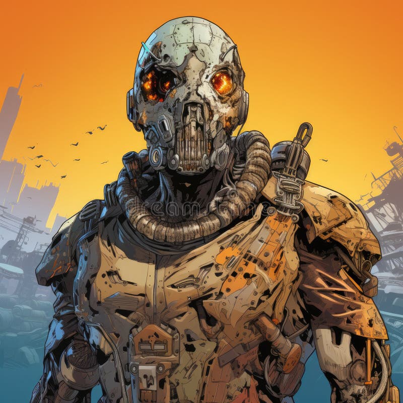 A Video Game Character with a Mask Stock Illustration - Illustration of ...