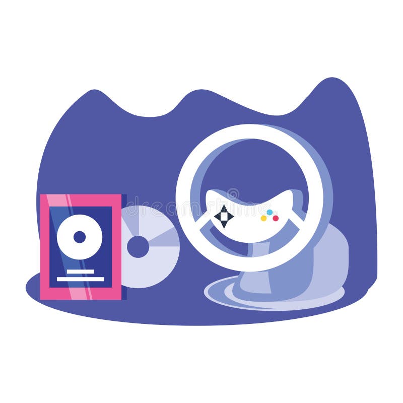Video Game Compact Disk with Car Wheel Stock Illustration ...