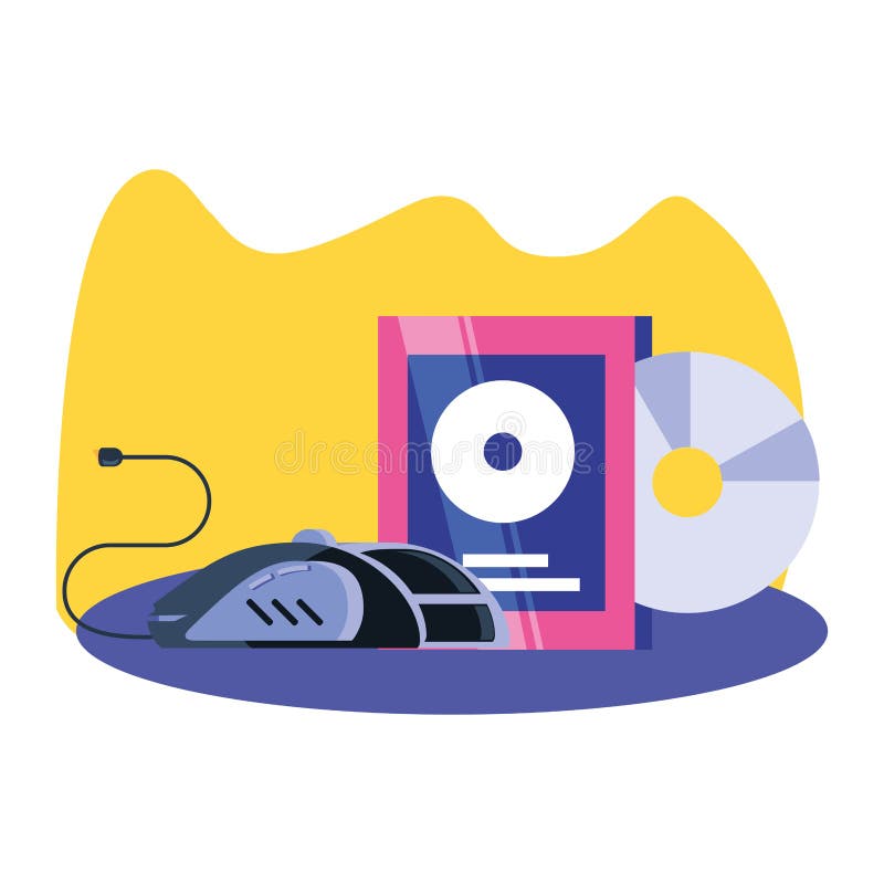Video Game Compact Disk with Mouse Stock Illustration - Illustration of ...