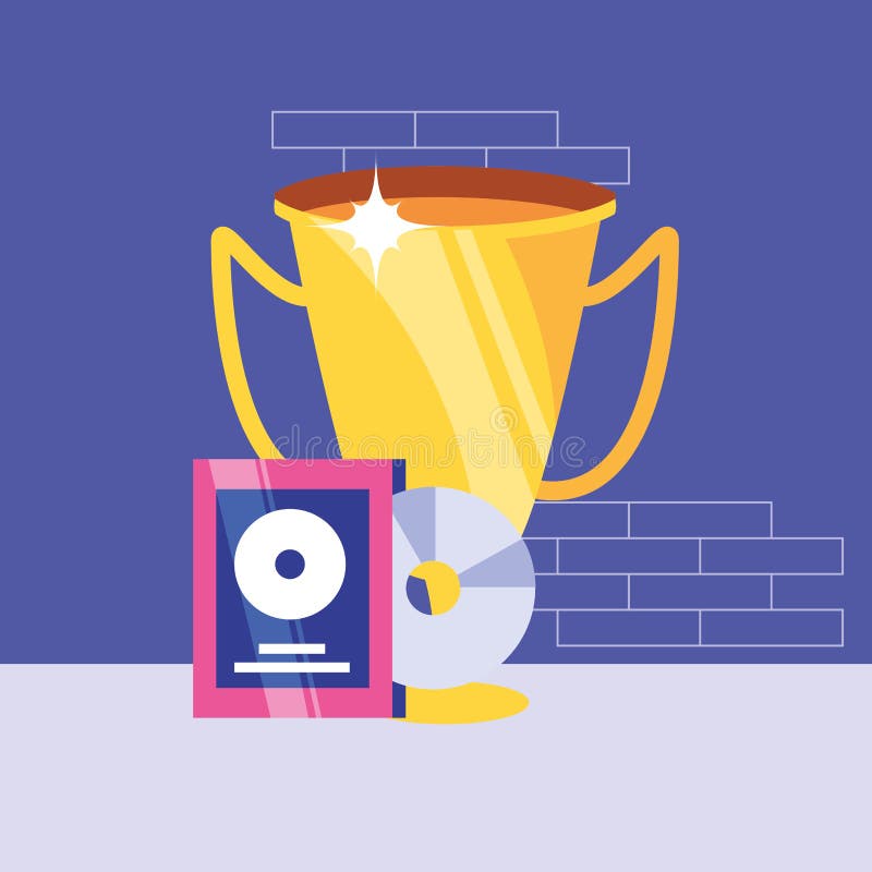 Video Game Compact Disk with Trophy Cup Stock Illustration ...