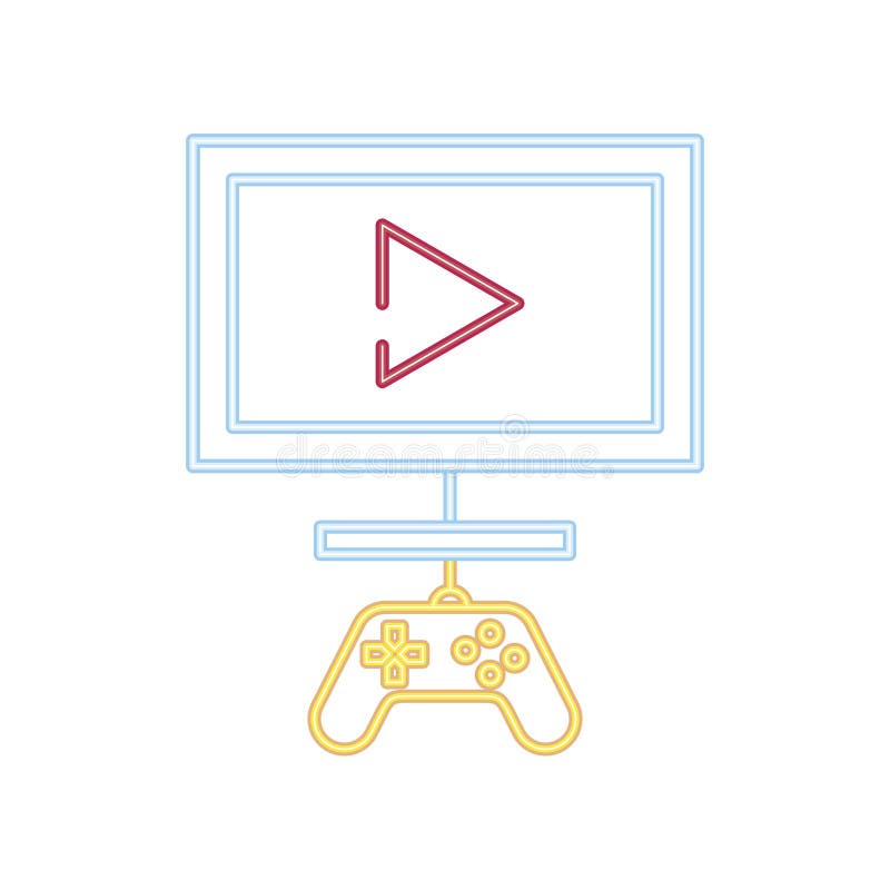 Video Game Computer with Control Neon Style Icon Stock Vector ...