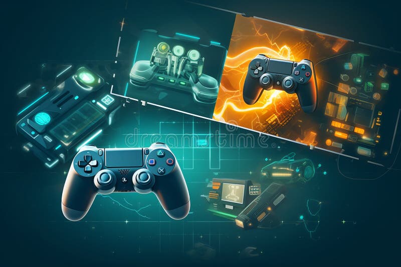 Video Game Concept Horizontal Banner, Generative AI Stock Illustration ...