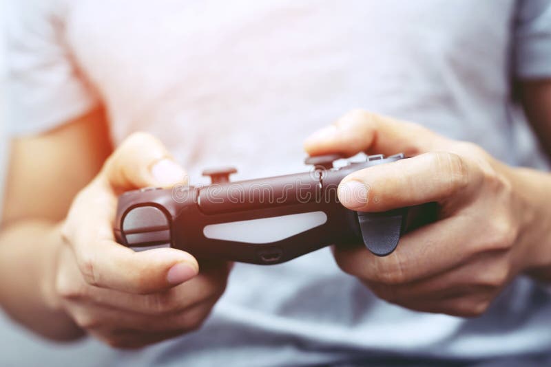 Video Game Console Controller in Gamer Gaming Joystick Stock Photo ...