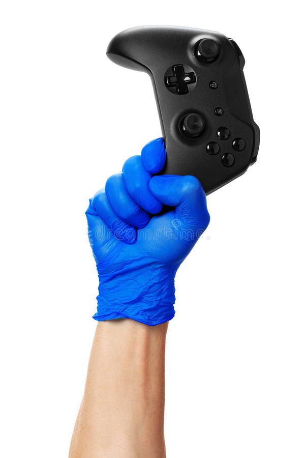 Video Game Console Controller in Gamer Gloved Hands. Games during ...