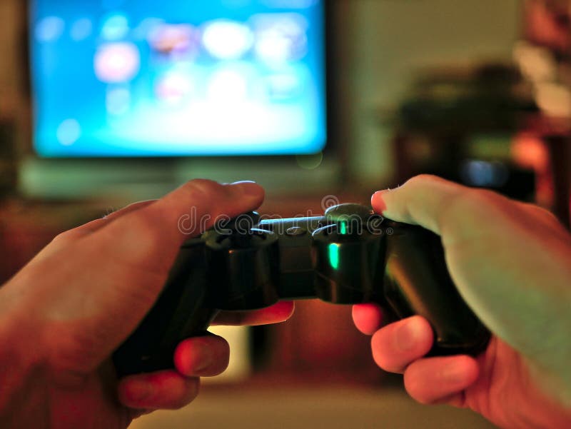 Video Game Console Controller for Gaming Held in Gamers Hands. Stock ...