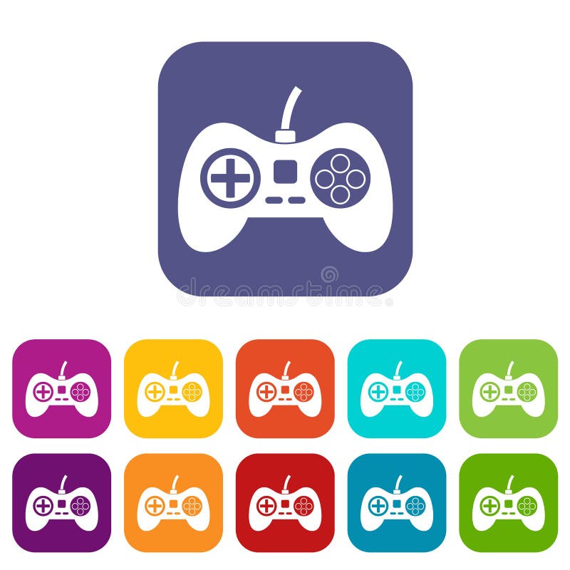 Video Game Console Controller Icons Set Flat Stock Vector ...