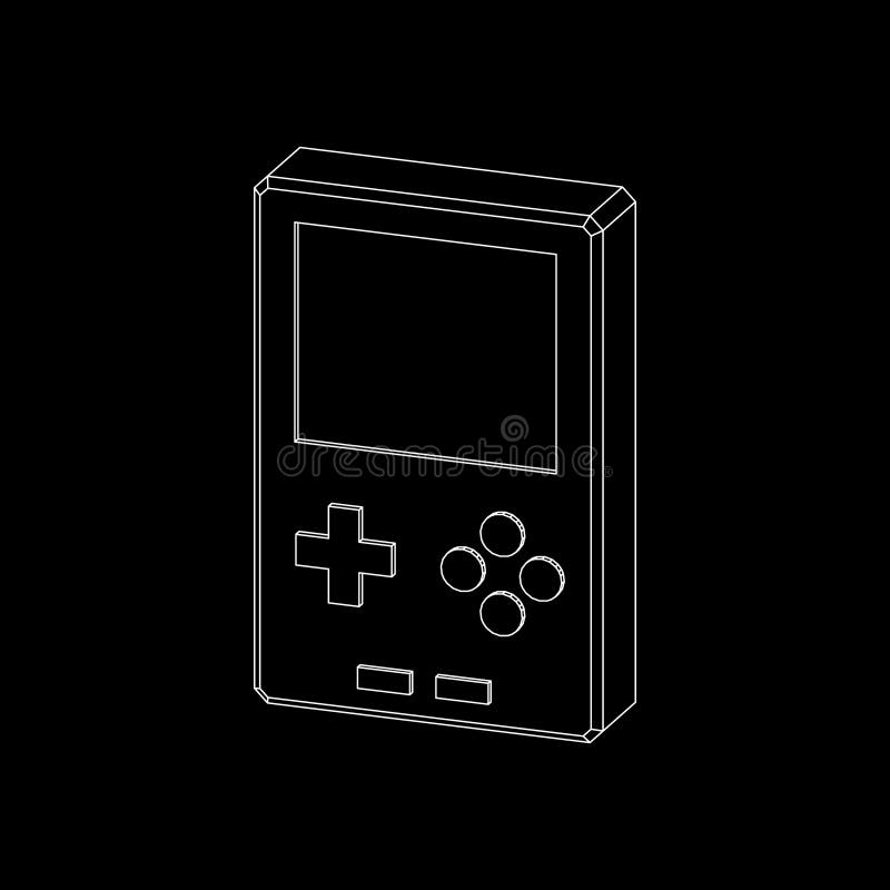 Video Game Console. Isolated on Black Background. Vector Outline Stock ...