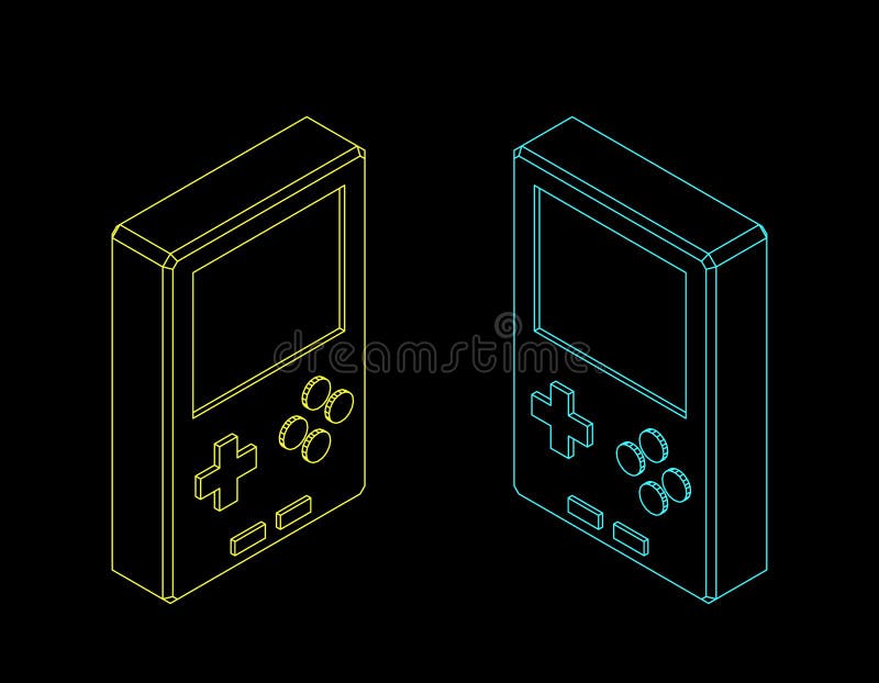 Video Game Console. Isolated On Black Background. Vector Outline Stock ...