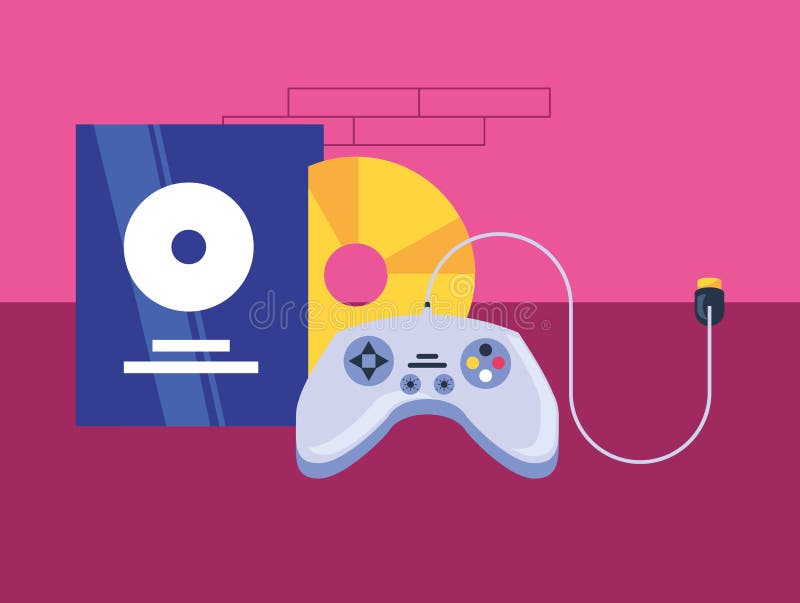 Video Game Control with Compact Disk Stock Illustration - Illustration ...