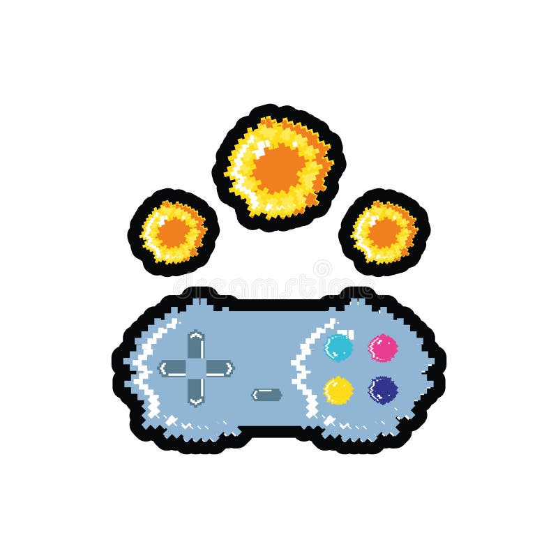 Video Game Control with Fire Balls Pixelated Stock Illustration ...